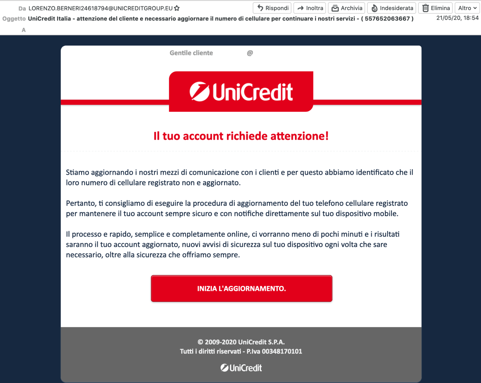 Phishing email falsa con ricatto: Attenzione è una truffa - Lista ...